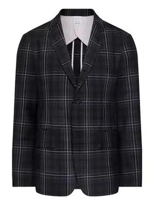 Thom Browne Plaid-pattern Single-breasted Blazer - Black
