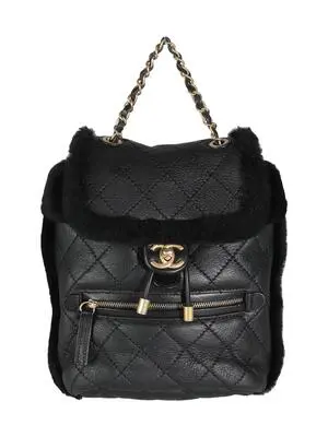 Chanel Quilted Shearling Paris Hamburg Backpack - Black