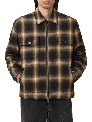 ALLSAINTS Mathers Brushed Flannel Jacket - Trail Brown