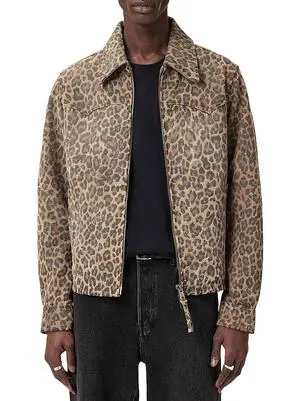 ALLSAINTS Leo Dellcot Leopard Print Jacket - Peanut Brown
