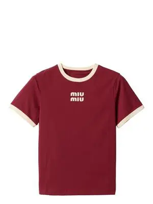Miu Miu Cotton Jersey T-shirt - Amaranth/chalk White