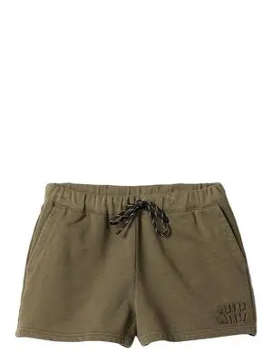 Miu Miu Garment-dyed Fleece Shorts - Military Green