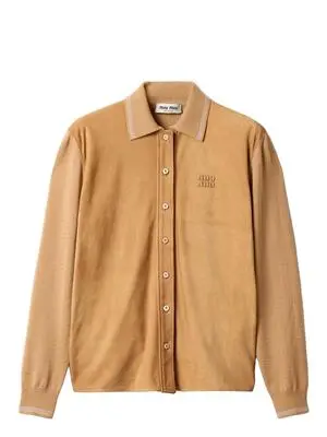 Miu Miu Wool And Suede Shirt - Camel Brown