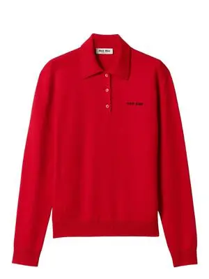 Miu Miu Wool Knit Polo Shirt - Red
