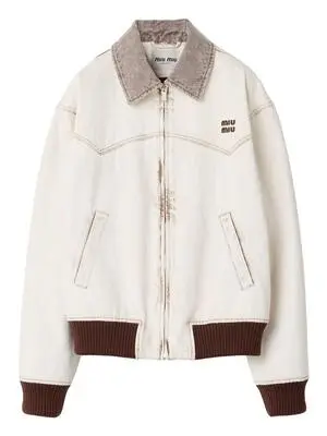 Miu Miu Denim Blouson Jacket - White