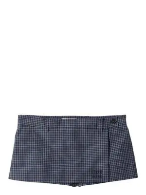 Miu Miu Checked Technical Fabric Mini Skort - Navy