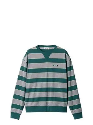 Miu Miu Striped Jersey Sweatshirt - Bottle Green/gray