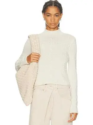 Guest In Residence Popcorn Knit Mock Neck Top - Cream