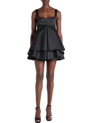Alexander McQueen Layered Taffeta Minidress - Black