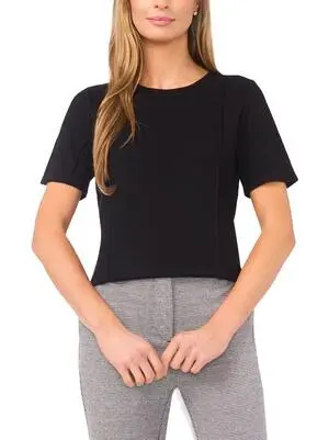 Halogen Princess Seam Short Sleeve Top - Rich Black