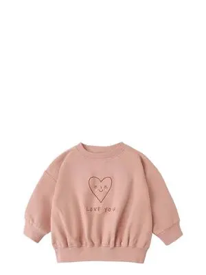 QUINCY MAE Heart Cotton Graphic Sweatshirt - Pink