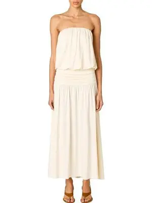 NIA La Cienega Strapless Blouson Maxi Dress - Ivory