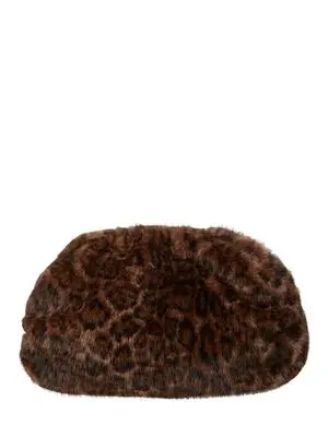 Naked Wardrobe Leopard Faux Fur Clutch - Dark Leopard
