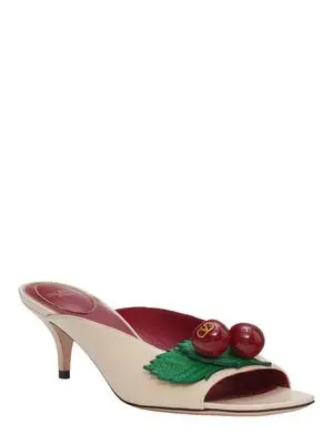 Valentino Garavani Cherryfic Kitten Heel Sandal - Butter White/peppermint