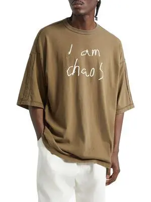 UNDERCOVERISM I Am Chaos Oversize Graphic T-shirt - Gray Brown