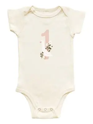 TENTH & PINE Monthly Milestone Short Sleeve Organic Baby Bodysuit - One Month