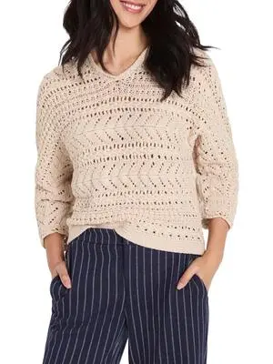 NIC+ZOE Openwork V-Neck Sweater