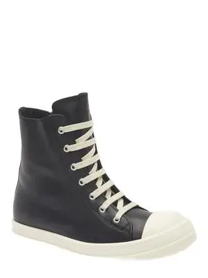 Rick Owens High-top Leather Sneakers - Black/milk/milk