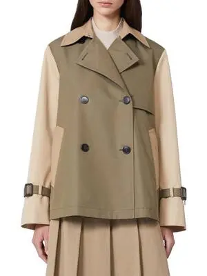 Max Mara Biglia Colorblock Cotton-blend Trench Coat - Mud