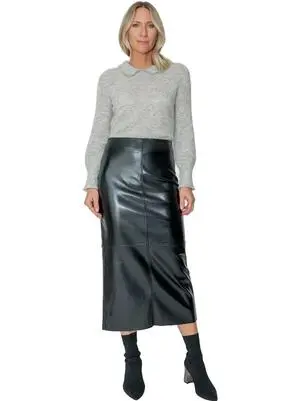 WEST OF Faux Leather Midi Skirt - Black