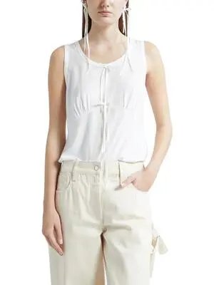 Simone Rocha Gathered Bust Bow Tank - Ivory/ivory