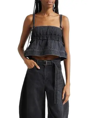 Sacai Crop Denim Camisole - Black