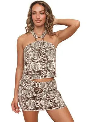 DIPPIN DAISY'S Halter Top With Wooden Ring Detail - Safari