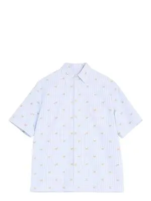 Valentino Garavani Oxford Shirt With Le Chat De La Maison - Azure/white