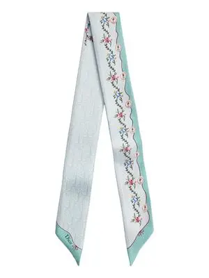 Dior Amour Revolution Flowers Mitzah Scarf - Blue Multicolor Silk Twill