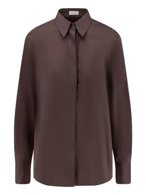 Brunello Cucinelli Cotton-blend Shirt - Brown