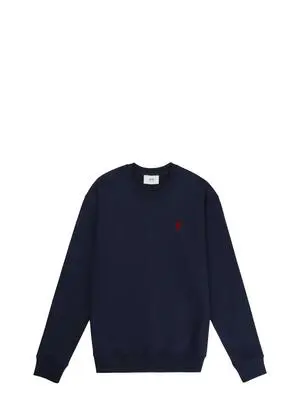 Ami Cotton Sweatshirt With Embroidery - Blue