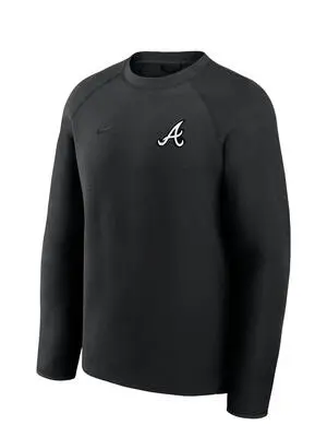 Nike Atlanta Braves Tech Fleece Mlb Pullover Crew - Black