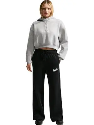 Nike Sportswear Phoenix Fleece High-waisted Wide-leg Logo Pants - Black