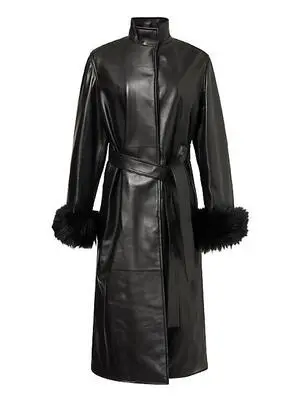Alaïa Faux-fur Cuff Leather Coat - Noir Alaia