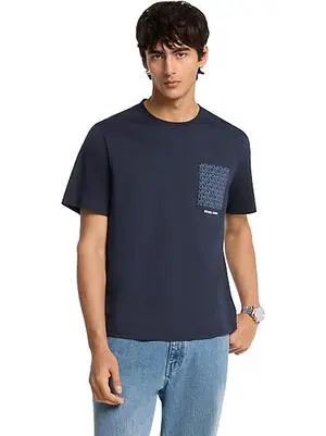 Michael Kors Signature Logo Pocket Cotton T-shirt - Blue