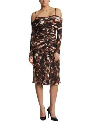 Bcbgmaxazria Jersey Off-the-shoulder Dress - Leopard Desert Palm Print