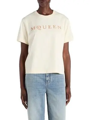 Alexander McQueen Jersey Logo T-Shirt Cream
