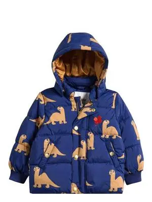 MINI RODINI Printed Quilted Puffer Jacket - Blue