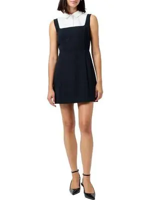 French Connection Echo Mixed Media Mini Dress - Black-white