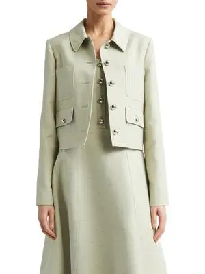 Altuzarra Astley Cropped Cotton-blend Jacket - Green Lily