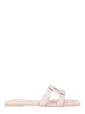 Simkhai Monogram Suede Flat Slides - Pale Pink