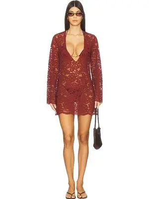 SHANI SHEMER Rebecca Mini Dress - Burgundy