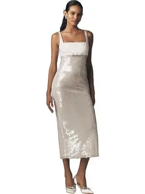 Retrofete Sequin Square-neck Column Midi Dress - Ivory