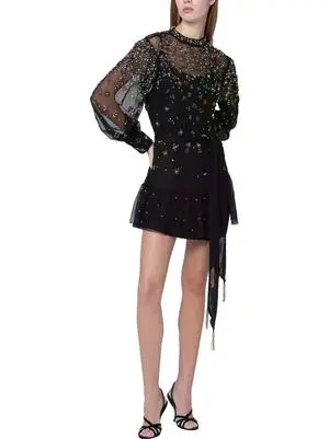 Farm Rio Beaded-embellishment Dress - Black