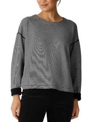 Eileen Fisher Round Neck Reversible Top - Black/ivy