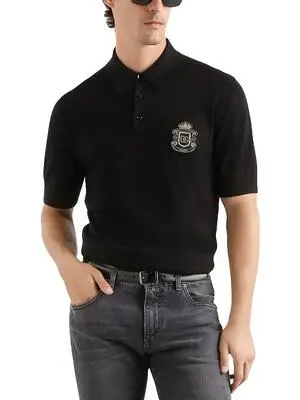 Dolce & Gabbana Logo Emblem Polo Shirt - Black