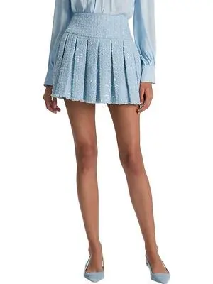 Alice + Olivia Emilie Frayed Box Pleat Skirt - Carolina Blue