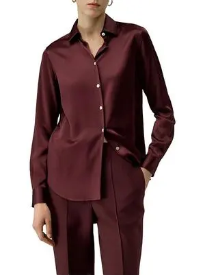 Lilysilk Timeless Silk Charmeuse Shirt - Pinot Noir