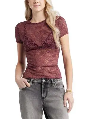 Bp. Stretch Lace Top - Burgundy Shade
