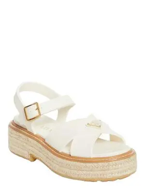 Prada Stride Flow Espadrille Platform Sandals - Avorio